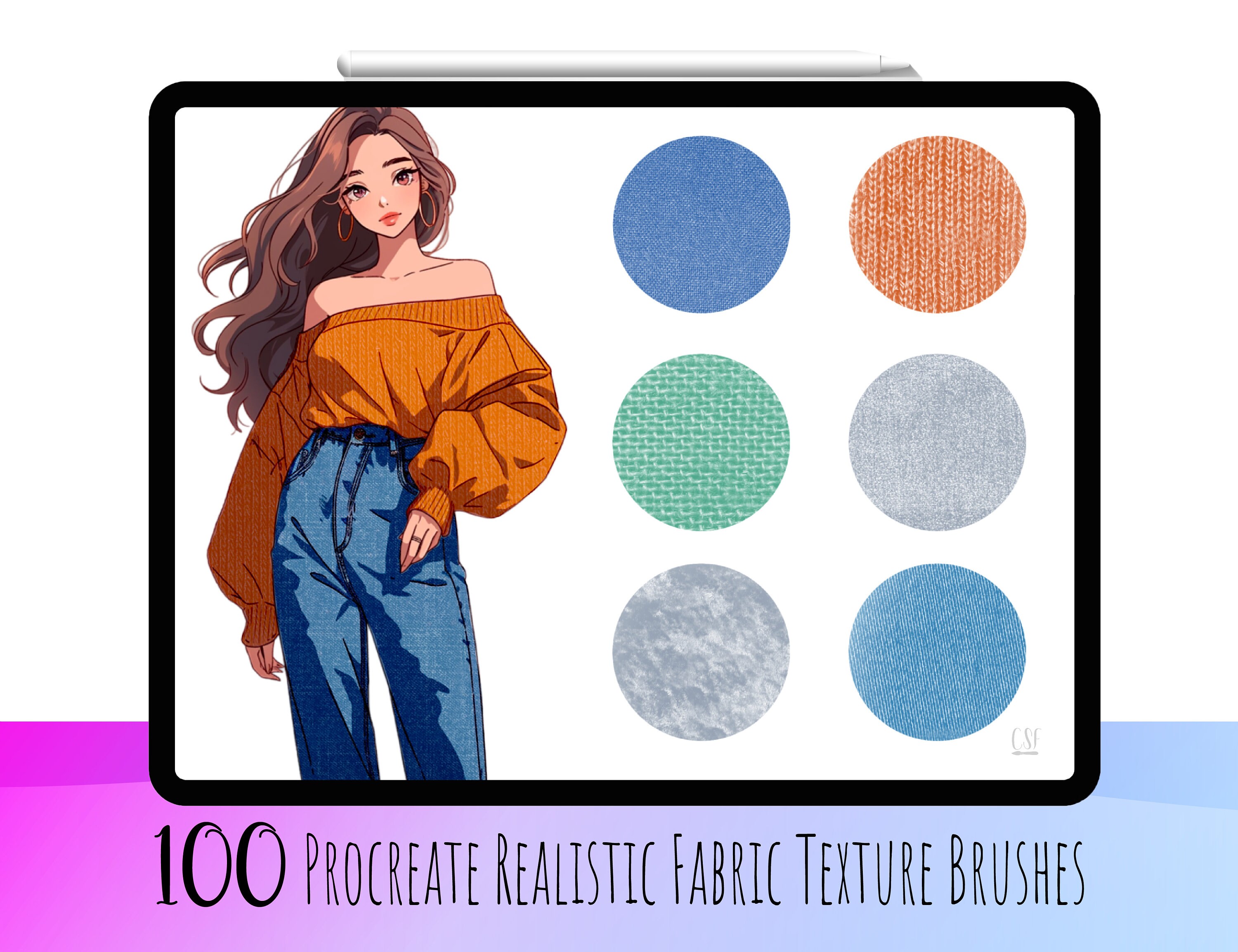 100 Realistic Fabric Texture Procreate Brushes, Fashion Procreate Brush ...
