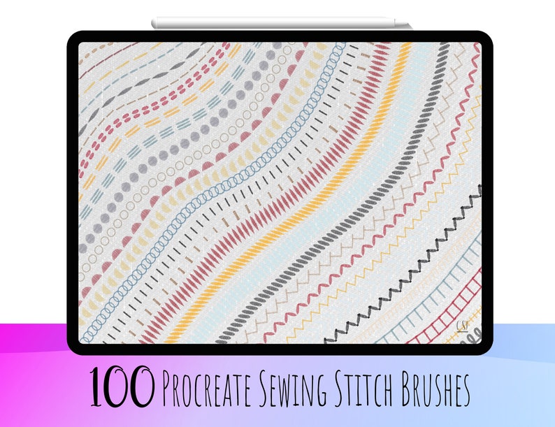 100 Procreate Sewing Stitch Texture Brush, Procreate Embroidery Brush ...