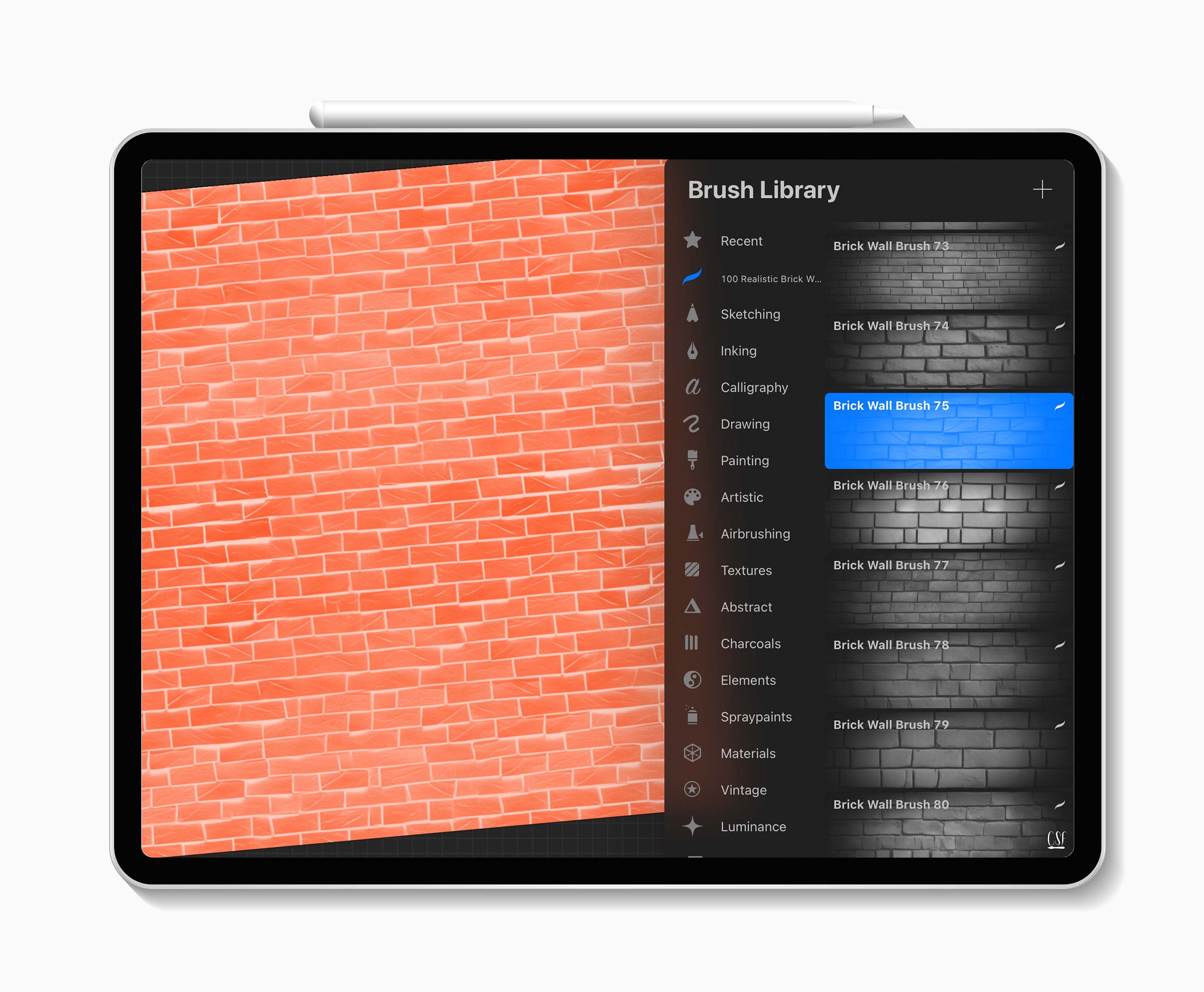 100 Realistic Brick Wall Procreate Brushes, Brick Texture Brush, Procreate Architect, Brick Wall ...