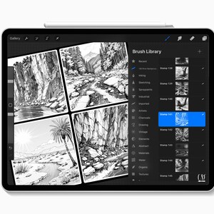 180 Procreate River Background Stamps, Nature Scene Design, Fantasy ...