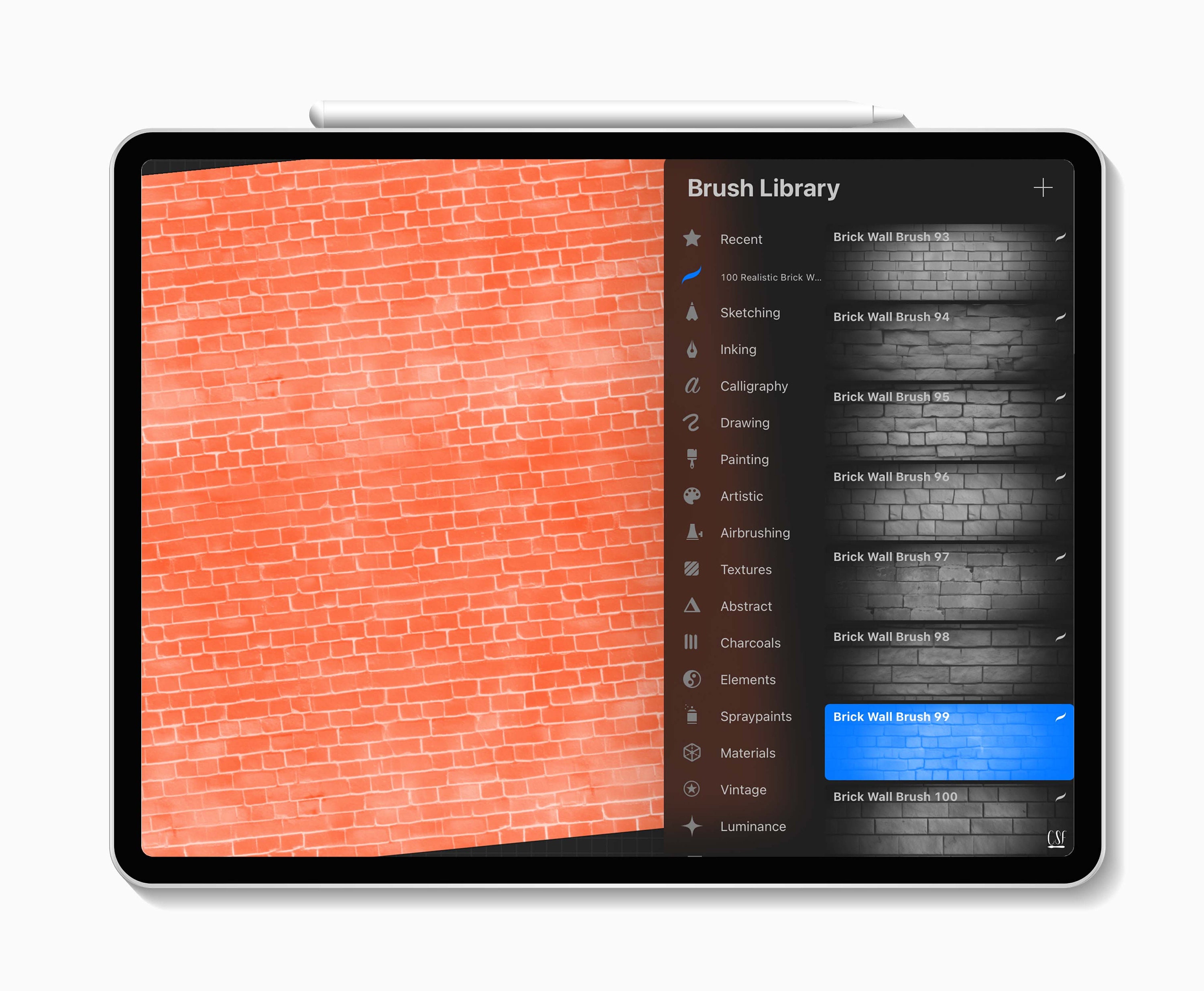 100 Realistic Brick Wall Procreate Brushes, Brick Texture Brush ...