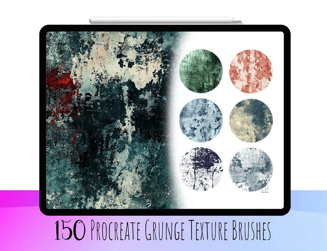 150 Realistic Grunge Procreate Brushes, Distressed Texture, Grungy ...
