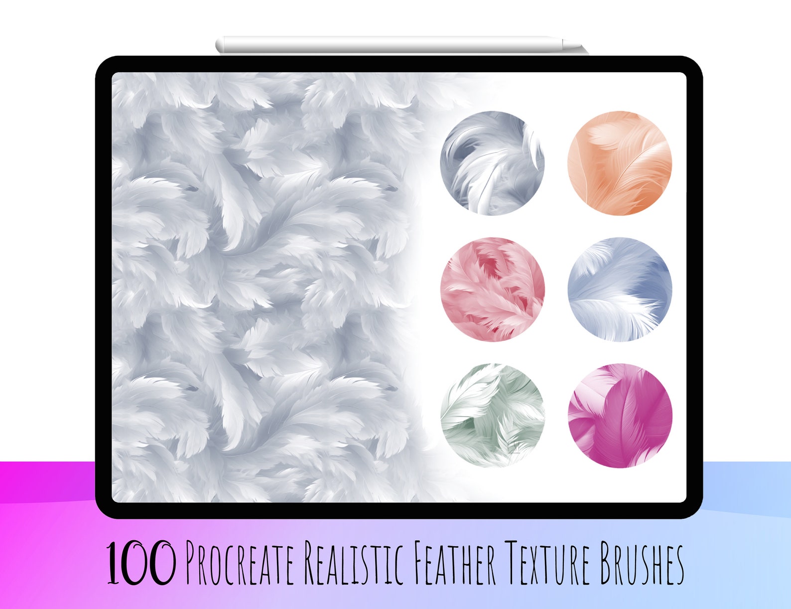 100 Procreate Realistic Feather Texture Brushes, Procreate Feather ...