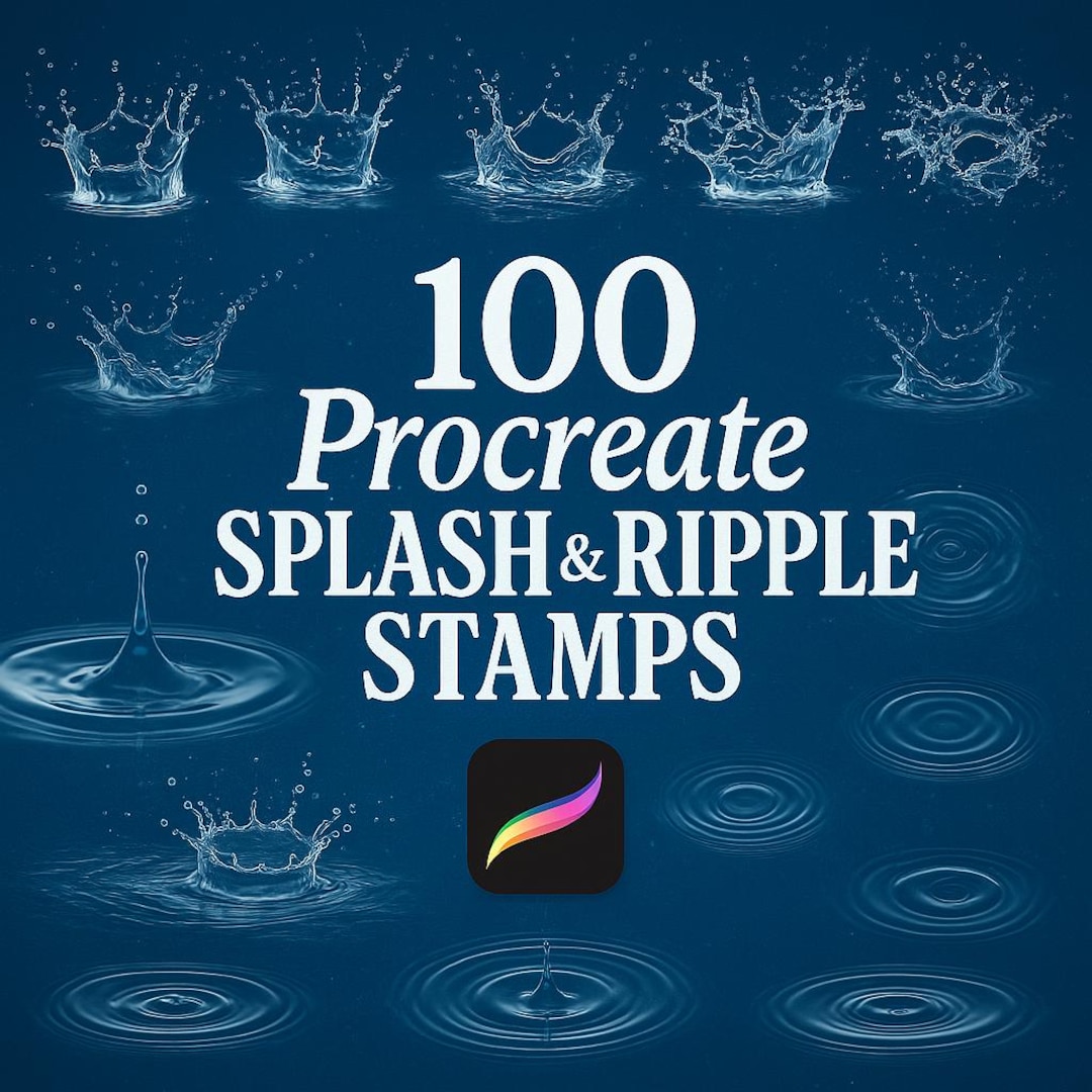 100 Procreate Splash Stamp Brushes, Splash Stamp, Procreate Splash ...