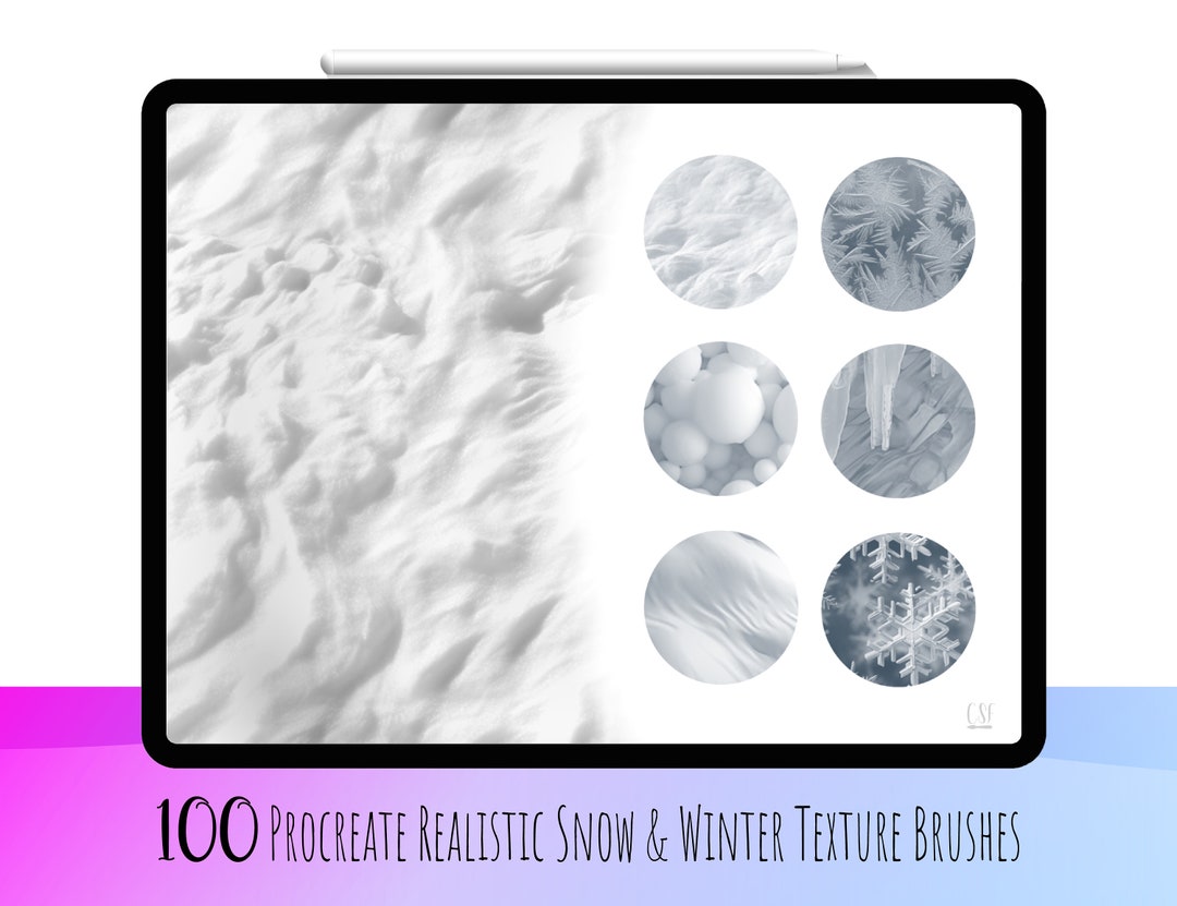 100 Realistic Snow and Winter Procreate Brushes,procreate Snow ...