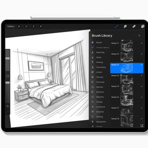130 Procreate Interior Sketch Stamp Brushes, Procreate Room, Procreate ...