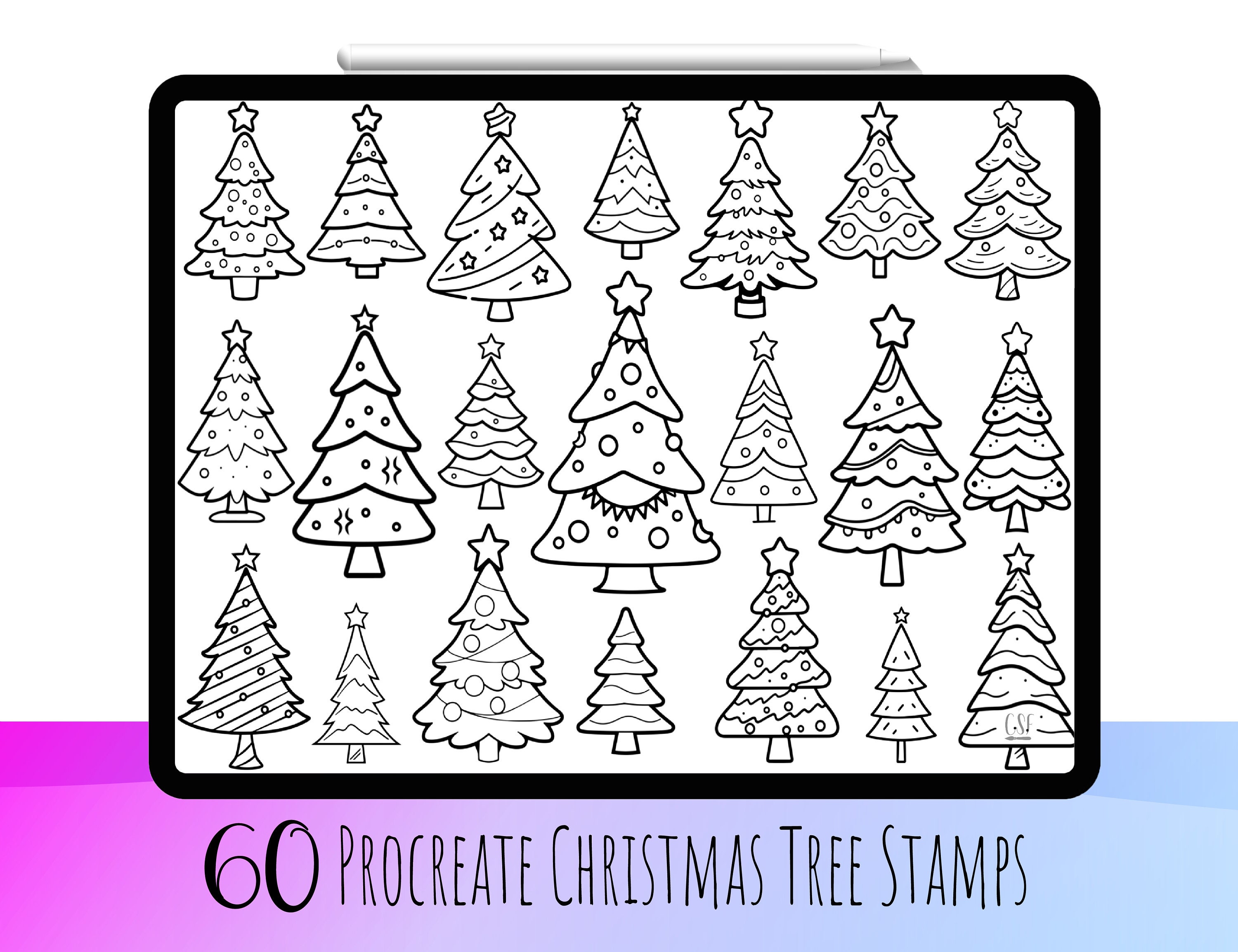 60 Procreate Christmas Tree Stamp Brushes Christmas Tree - Etsy