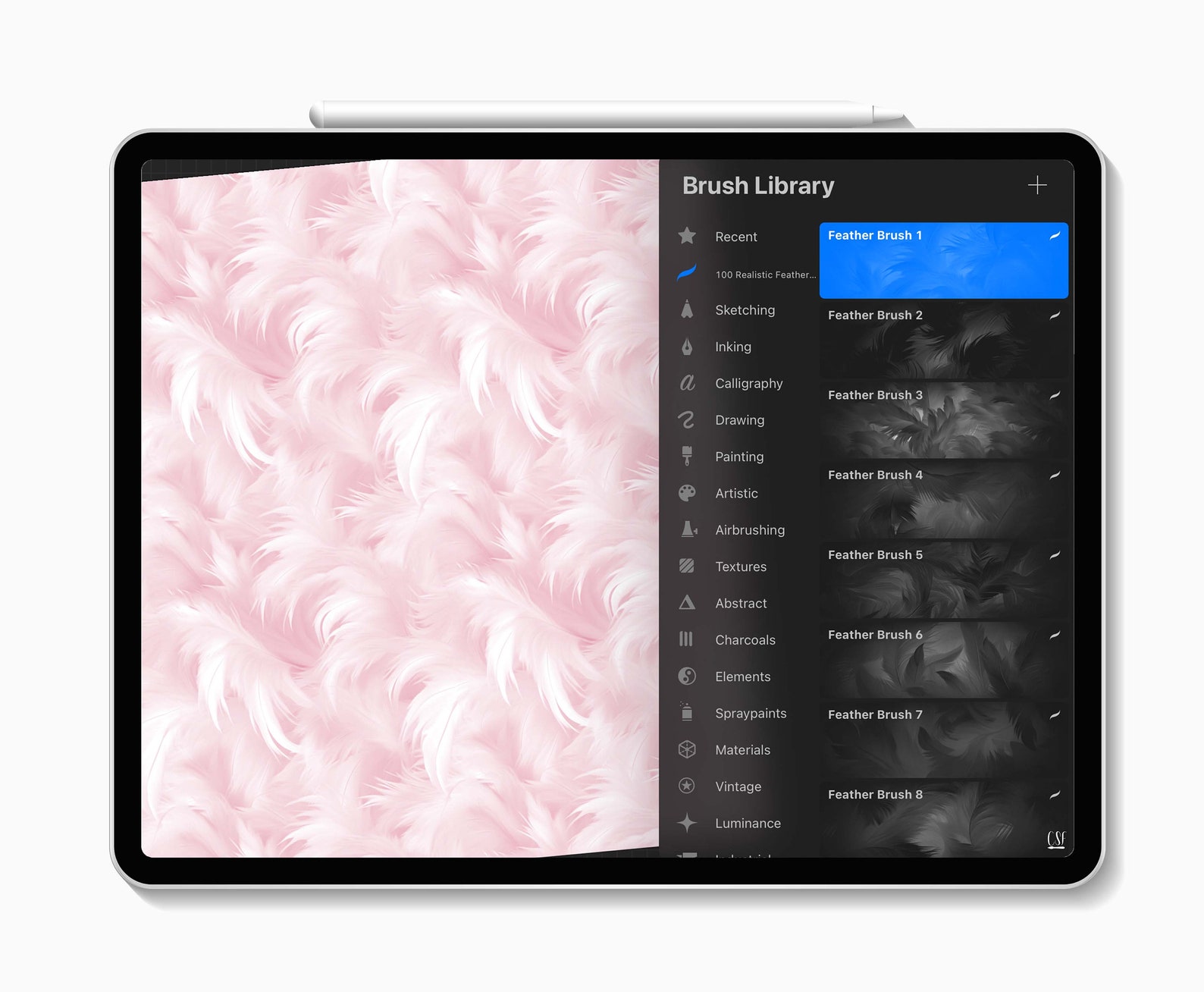 100 Procreate Realistic Feather Texture Brushes, Procreate Feather ...