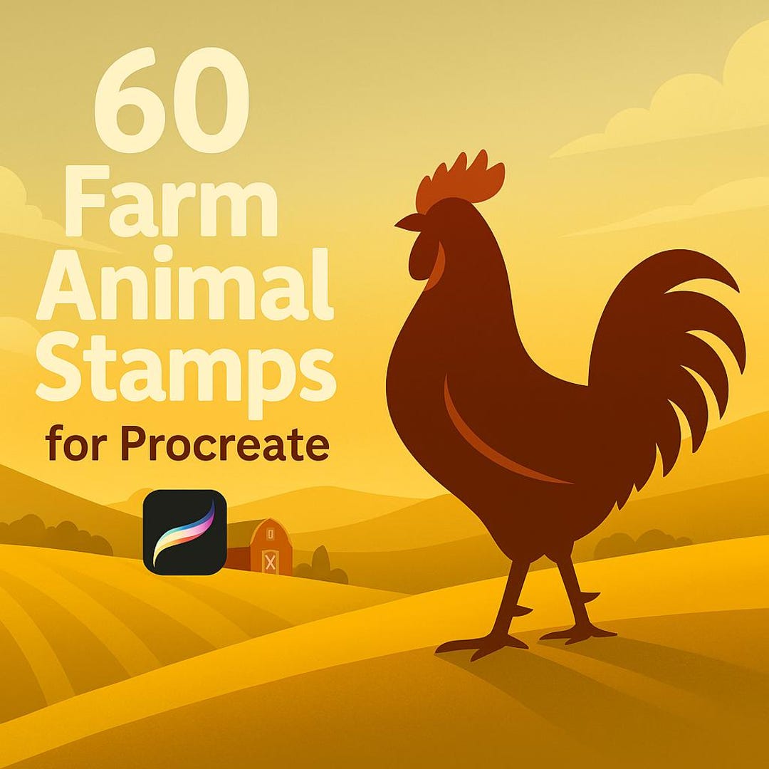 60 Procreate Farm Animal Stamp Brushes, Procreate Farmer, Farm Animal ...