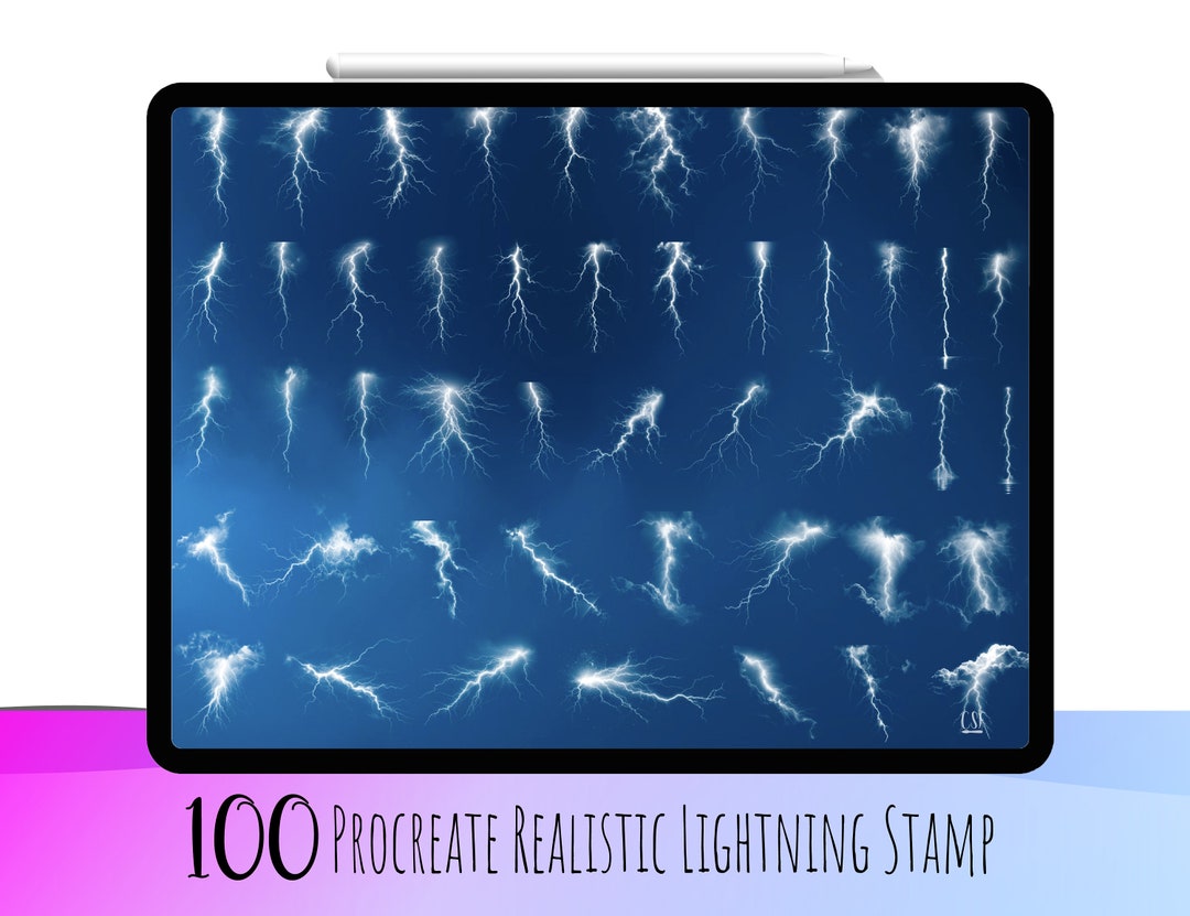 100 Procreate Lightning Stamp Brushes,lightning Stamp Set,lightning Brush,digital Lightning ...