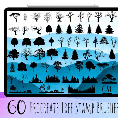 60 Procreate Tree Stamp Brushes Trees Stamp Settree - Etsy