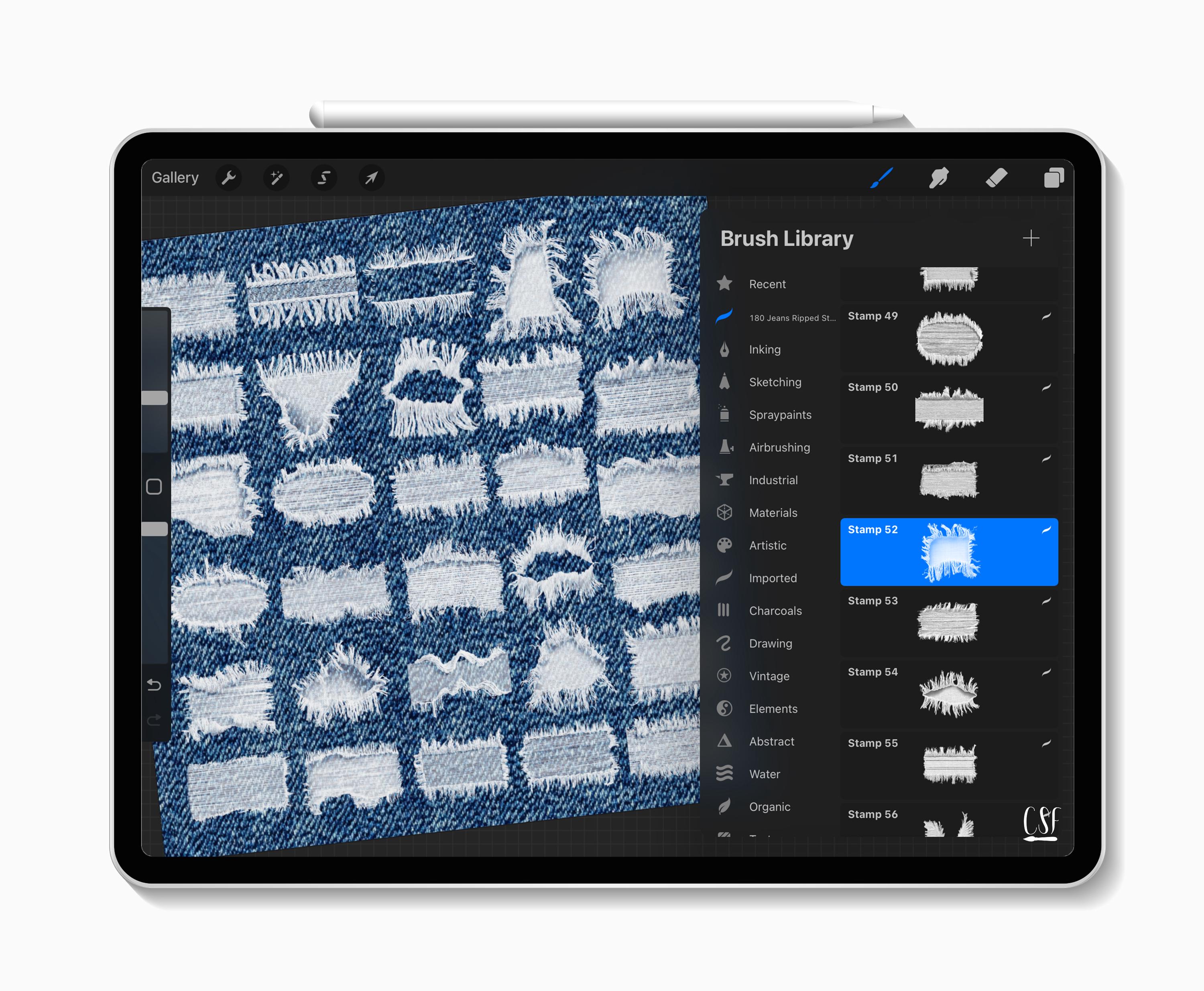 180 Procreate Ripped Jeans Stamp, Grunge Fashion Design, Denim Stamps ...