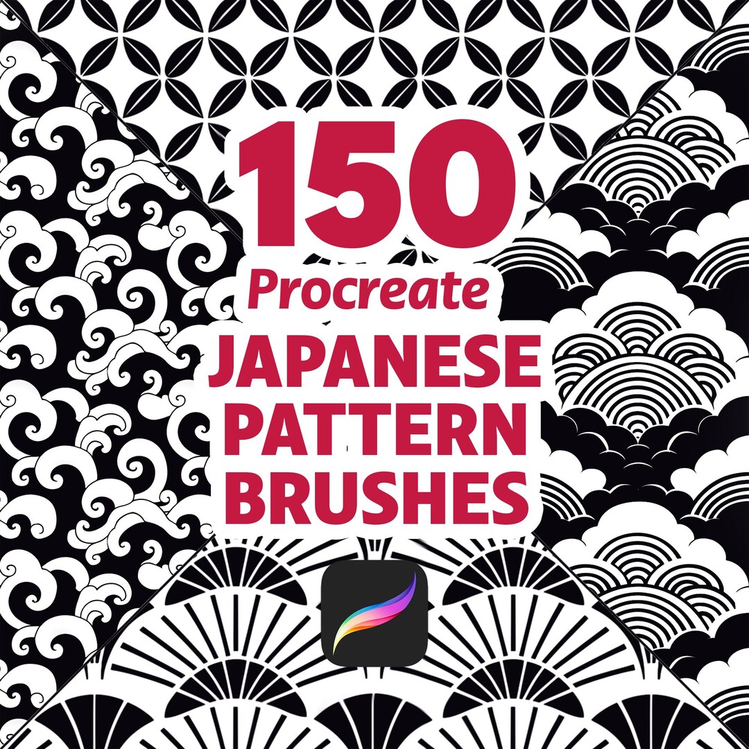 150 Procreate Japanese Pattern Brushes for Traditional Art, Kimono ...