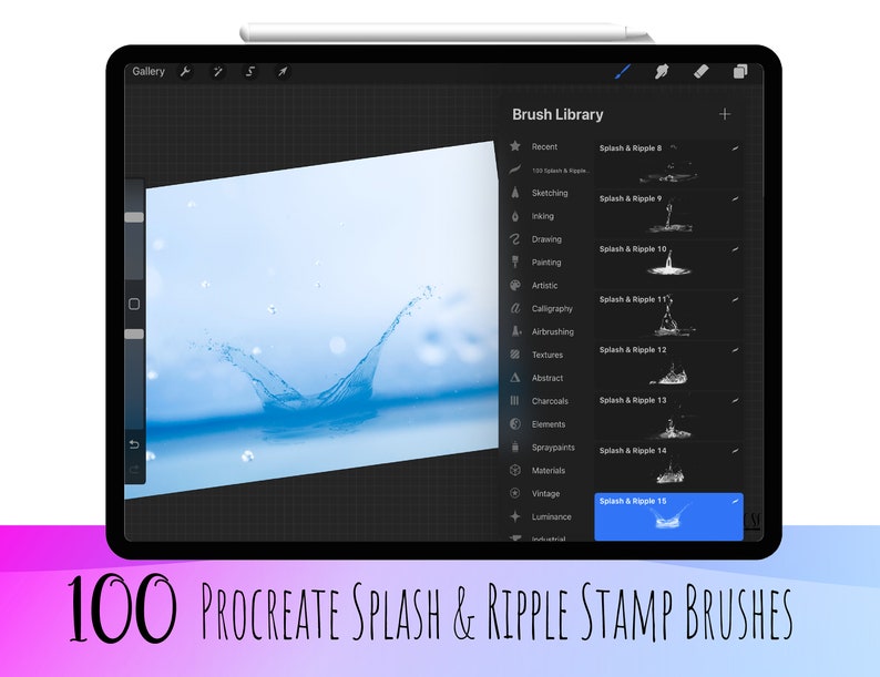 100 Procreate Splash Stamp Brushes Splatter Procreate Ripple - Etsy