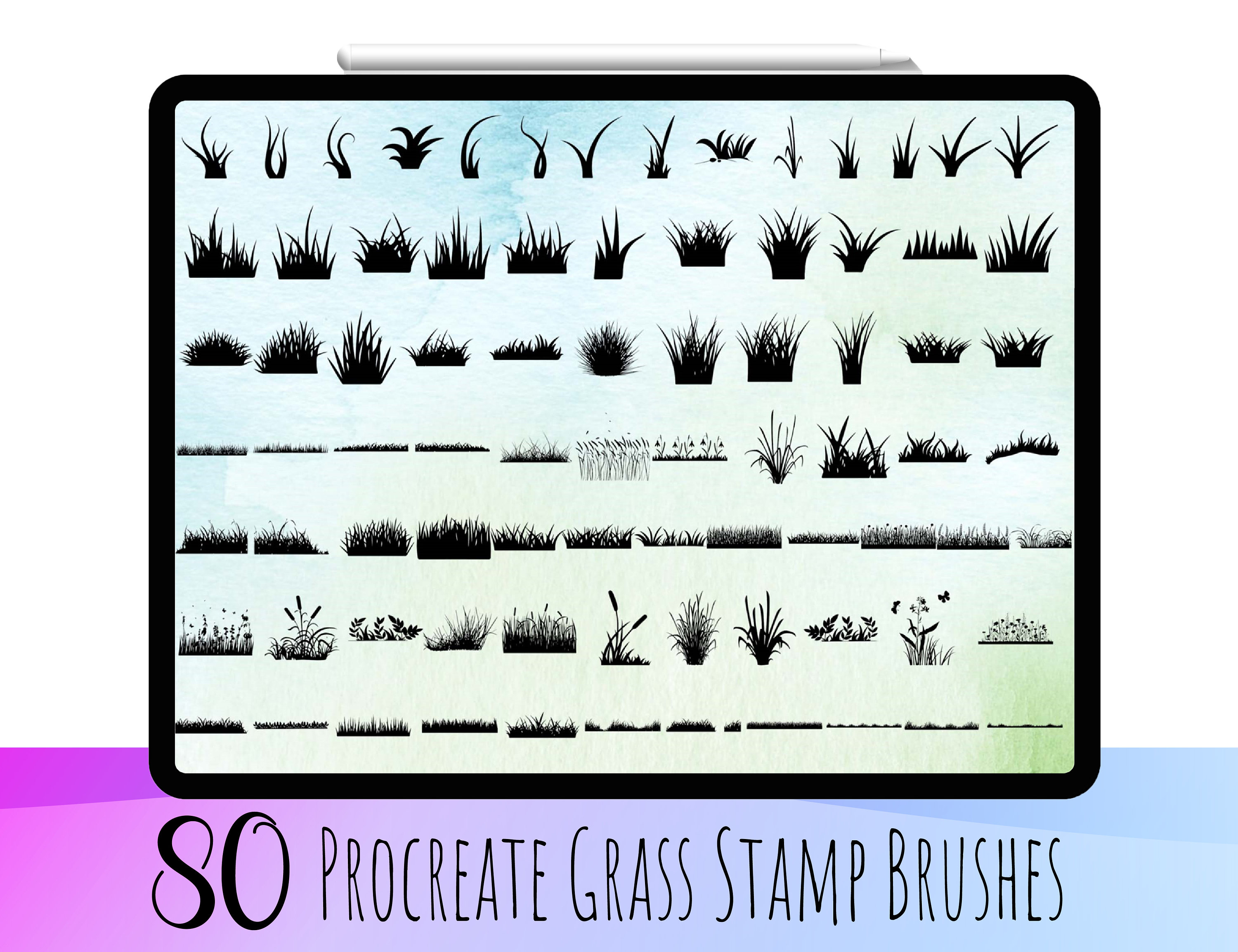 80 Procreate Grass Stamp Brushes Grass Stamp Set Grass - Etsy