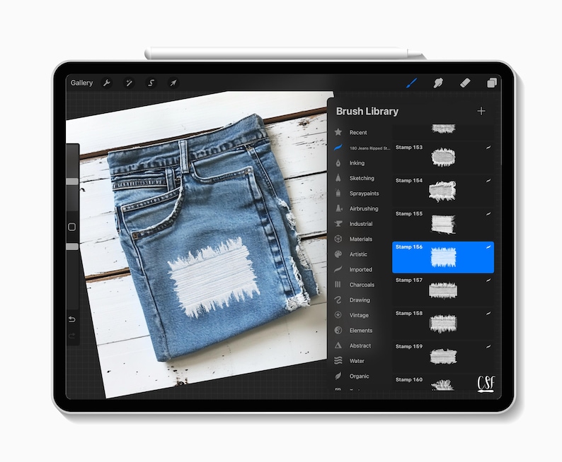 Procreate Ripped Jeans Stamps, Realistic Distressed Denim Fabric and ...