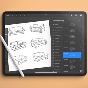 160 Procreate Interior Furniture Stamp Brushes, Procreate Interior ...