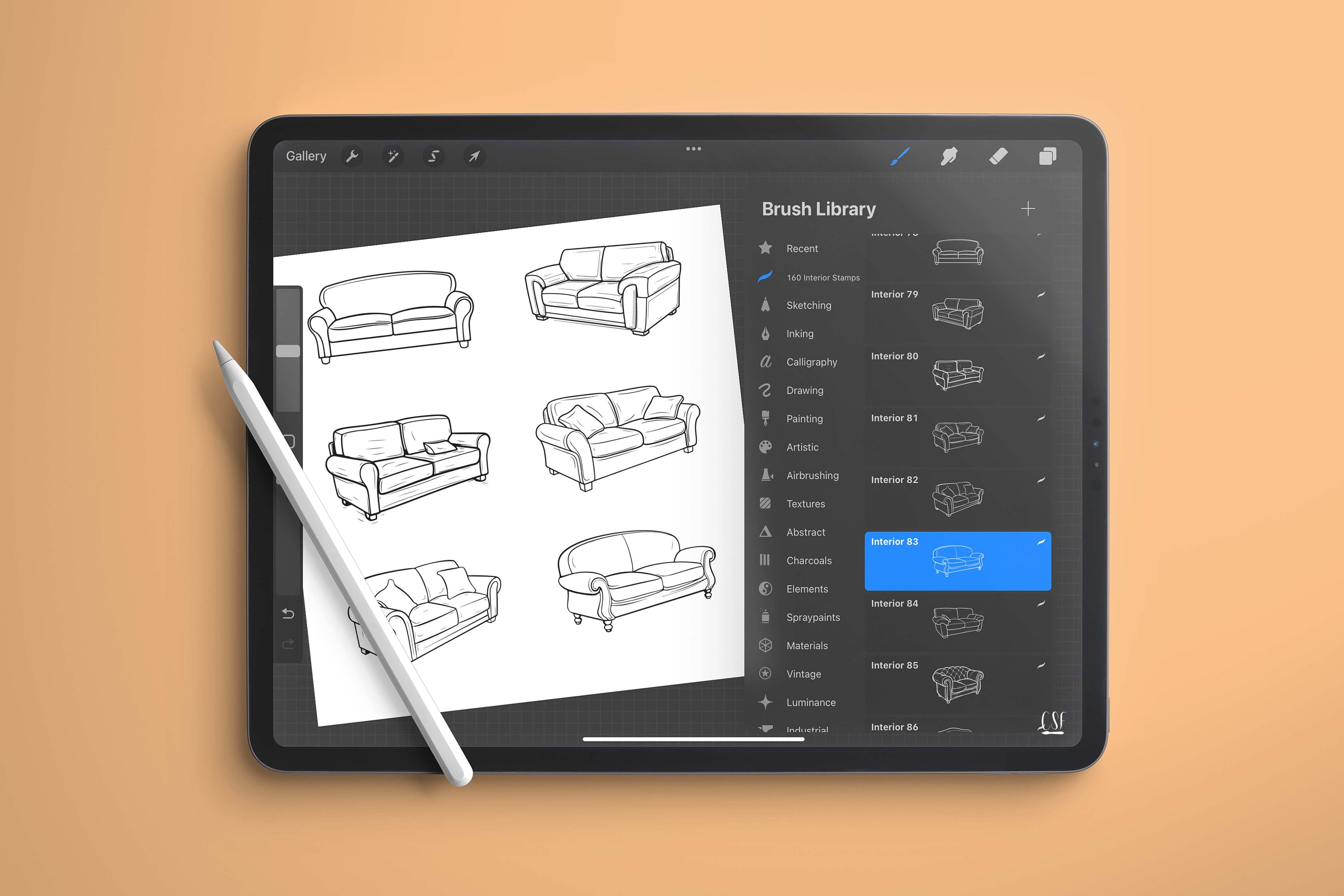 160 Procreate Interior Furniture Stamp Brushes Procreate - Etsy