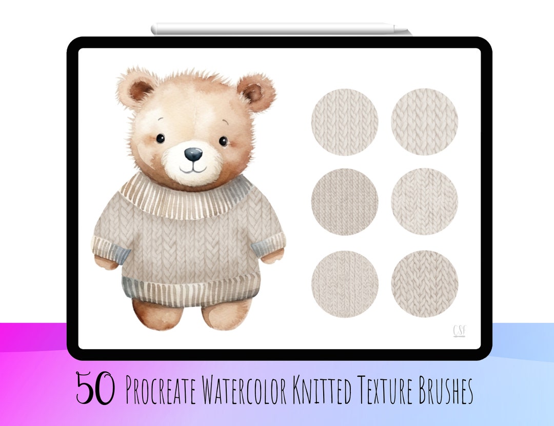 50 Watercolor Knitted Procreate Brushes, Knit Texture Procreate ...