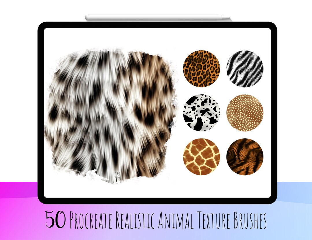 50 Realistic Animal Skin Procreate Brushes, Fur Texture, Wildlife ...