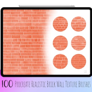 100 Realistic Brick Wall Procreate Brushes, Brick Texture Brush ...