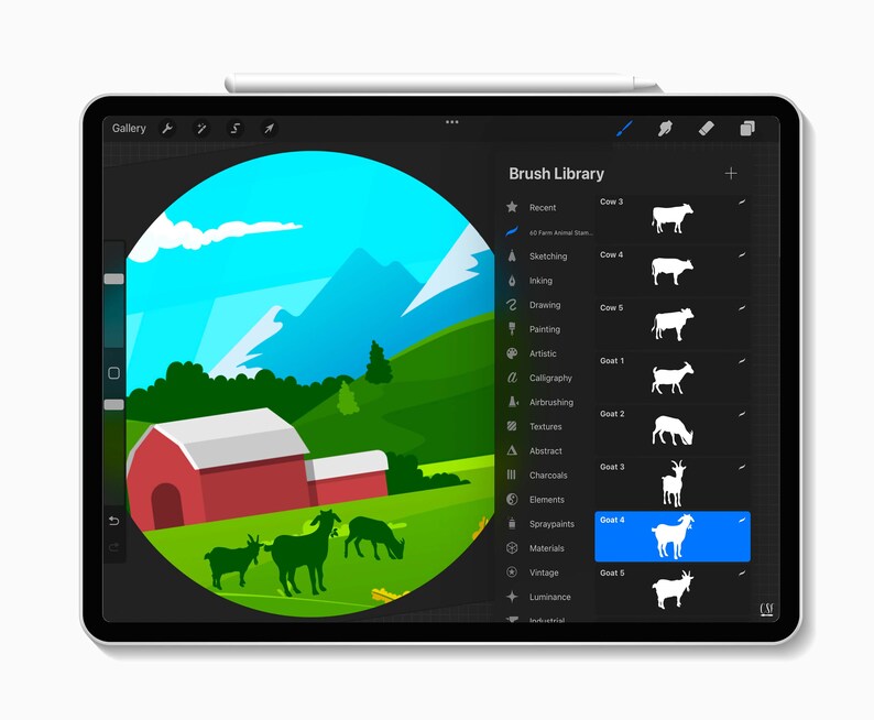 Procreate Farm Animal Brushes, Countryside Silhouette Stamps for ...
