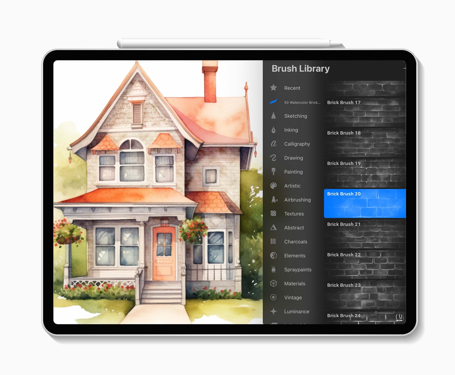 50 Watercolor Brick Wall Procreate Brushes, Brick Texture Procreate, Watercolor Texture Brush ...