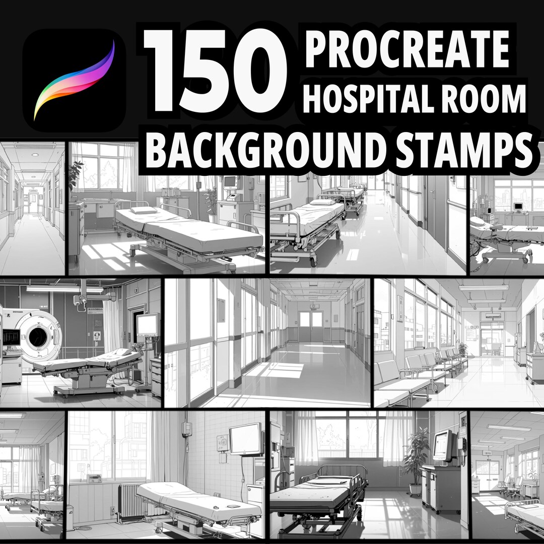 150 Procreate Hospital Room Background Stamps | Medical Scene Brushes ...
