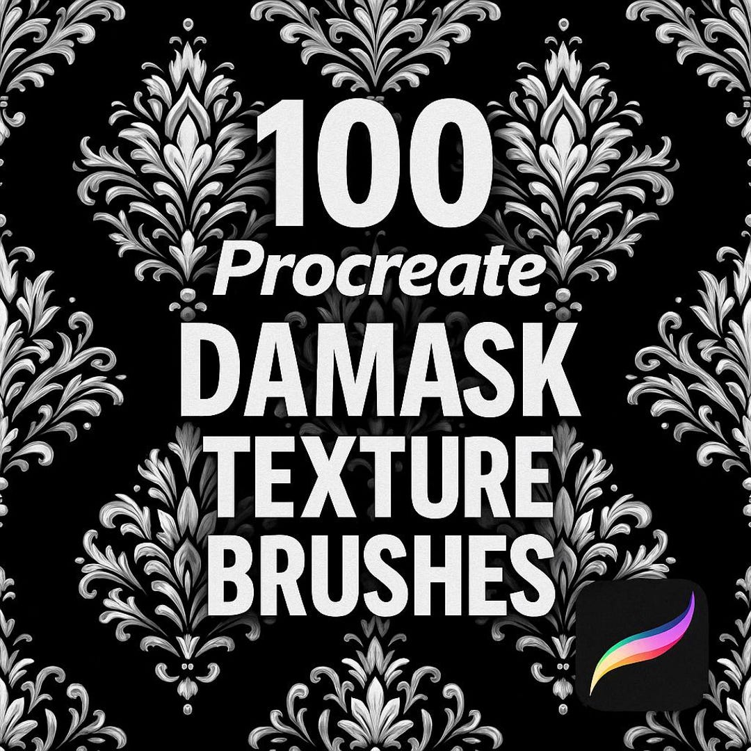 100 Damask Procreate Brushes, Luxury Procreate, Baroque Texture, Vintage Texture, Ornamental ...