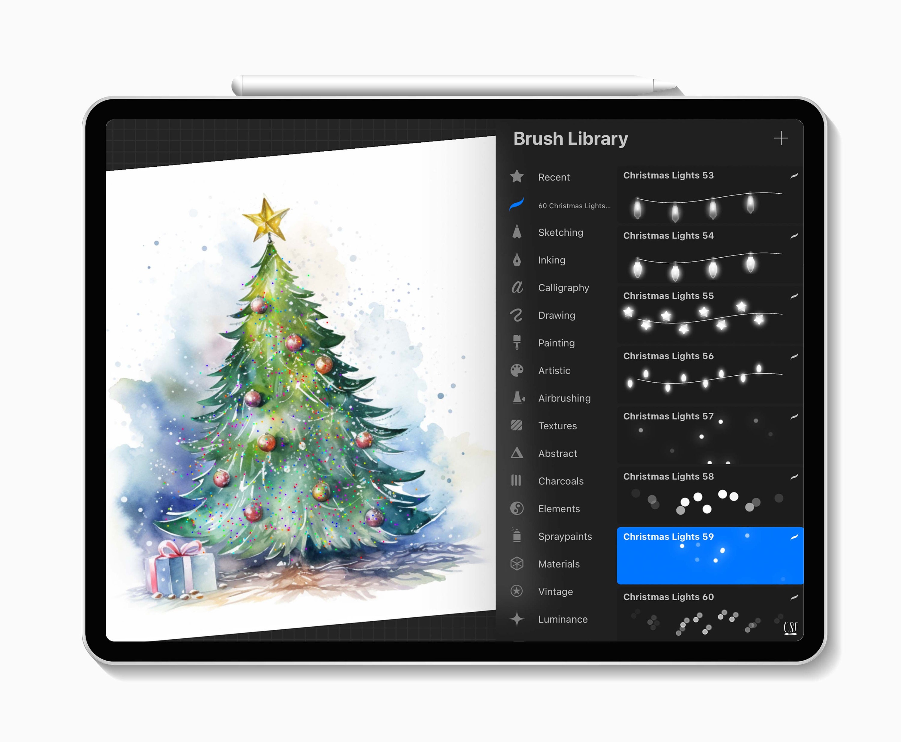 60 Christmas Lights Procreate Brushes,procreate Garland Brushes ...