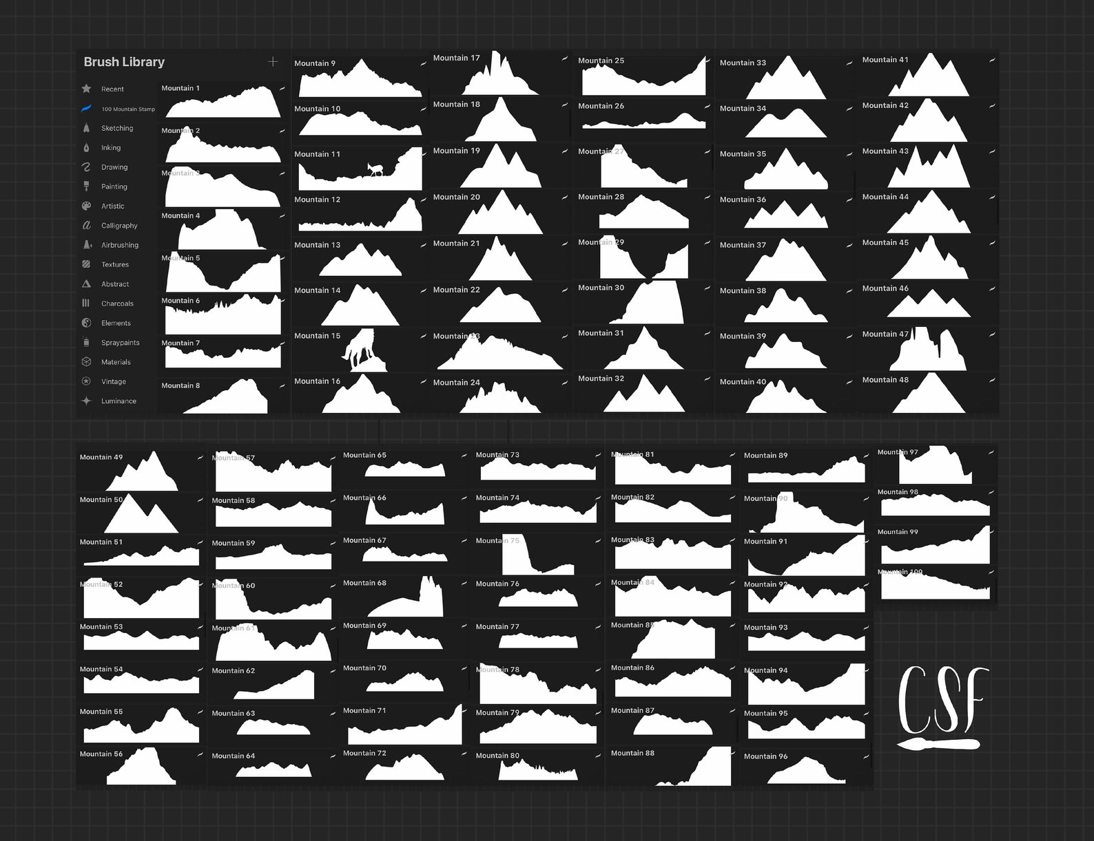 100 Procreate Mountain Stamp Brushesmountain Stamp - Etsy