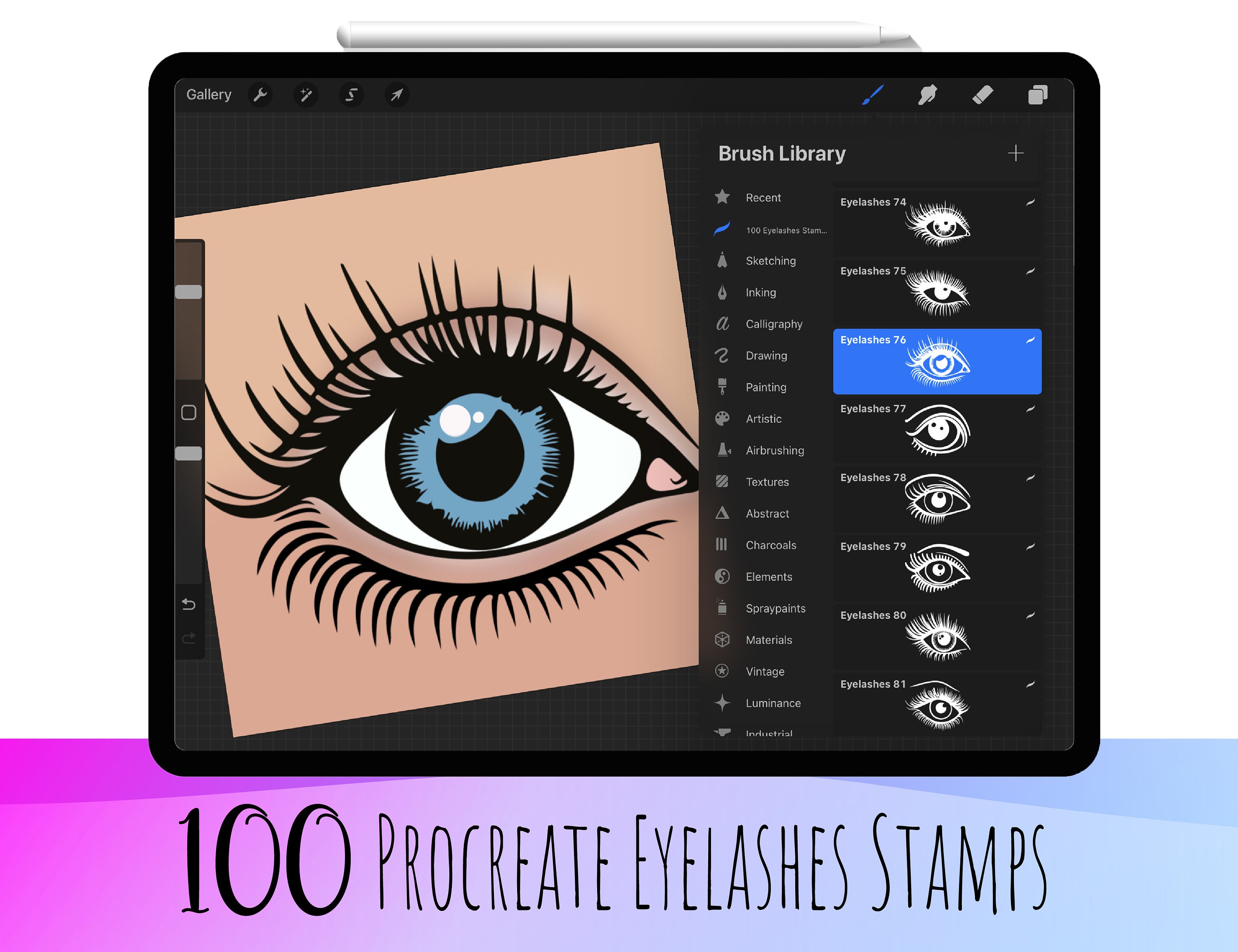 100 Procreate Eyelashes Stamp Brushes Eyelashes Stamp Set - Etsy