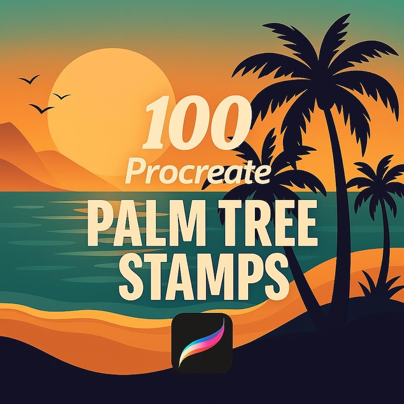 100 Procreate Palm Tree Stamp Brushes,palm Tree Stamp,palm Tree ...