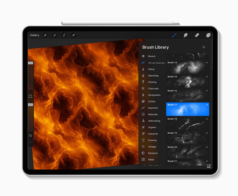 100 Procreate Lava Texture Brushes, Realistic Volcanic Brushes, Fire ...