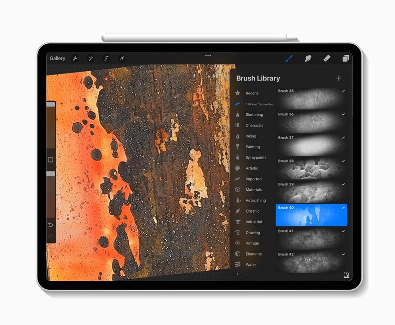 Realistic Rust Surface Procreate Brushes, 150 Metallic Grime Effect ...
