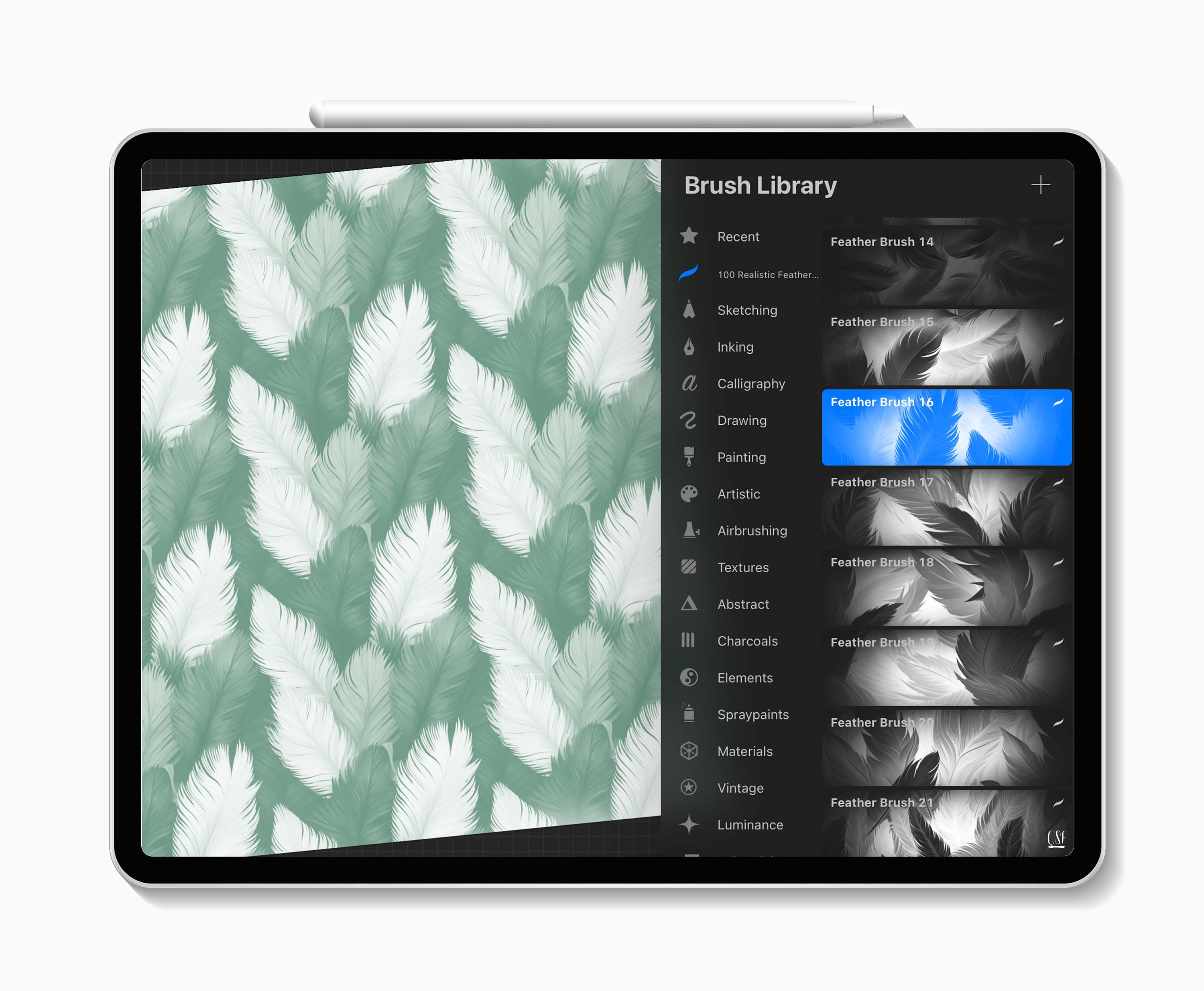 100 Procreate Realistic Feather Texture Brushes, Procreate Feather ...