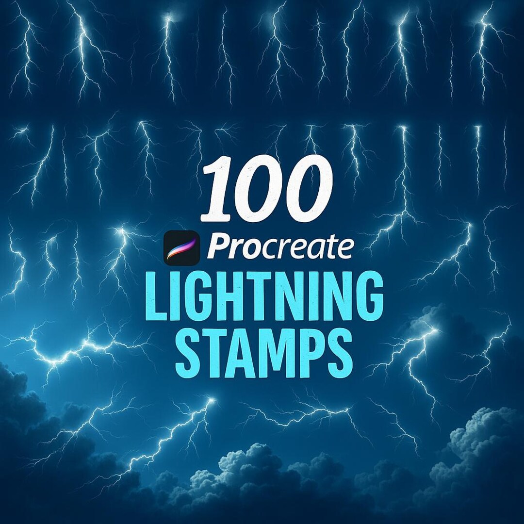 100 Procreate Lightning Stamp Brushes,lightning Stamp Set,lightning Brush,digital Lightning ...