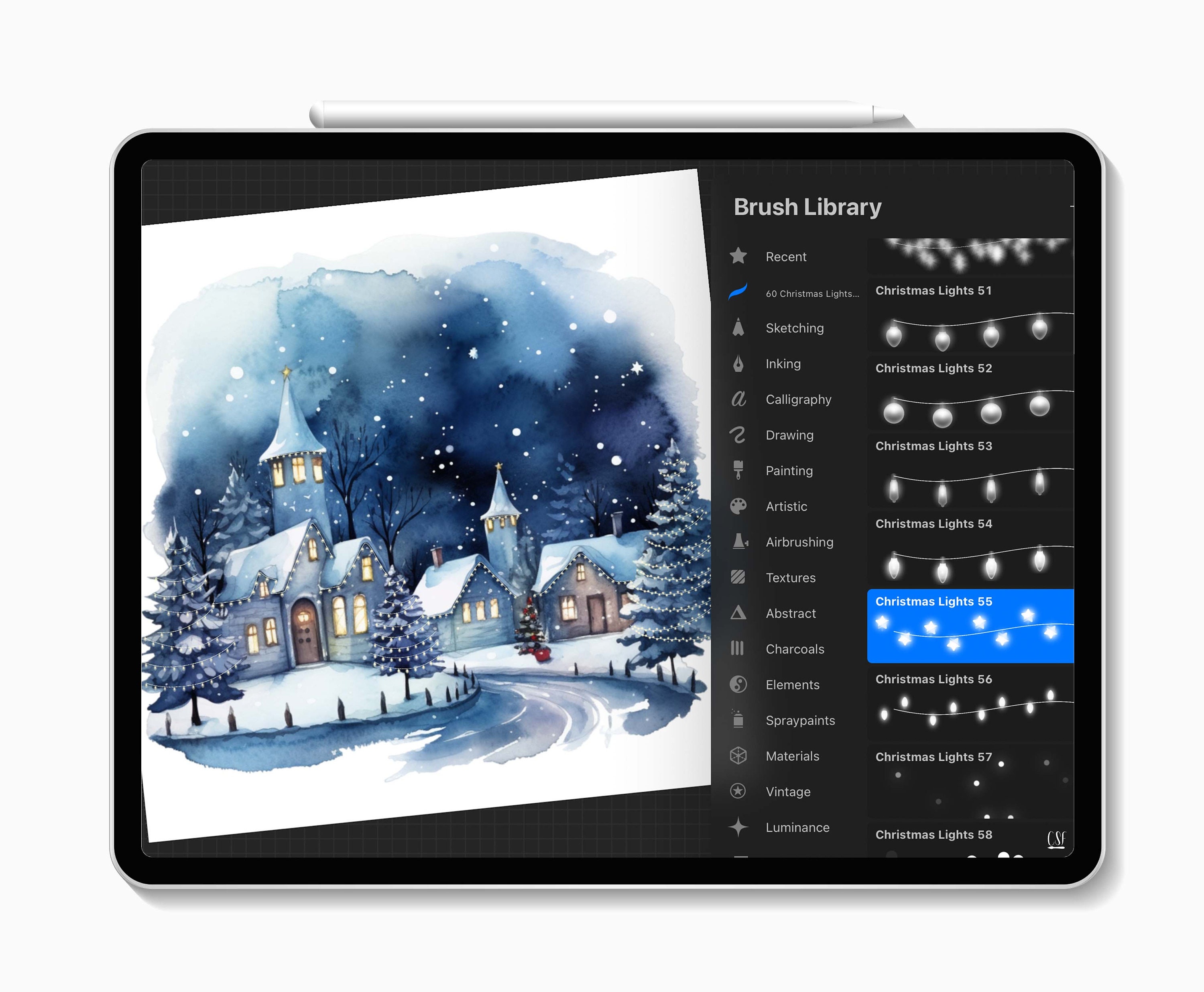 60 Christmas Lights Procreate Brushes,procreate Garland Brushes ...