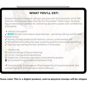 180 Procreate Woman Mannequin Pose Stamps for Figure Drawing, Character ...