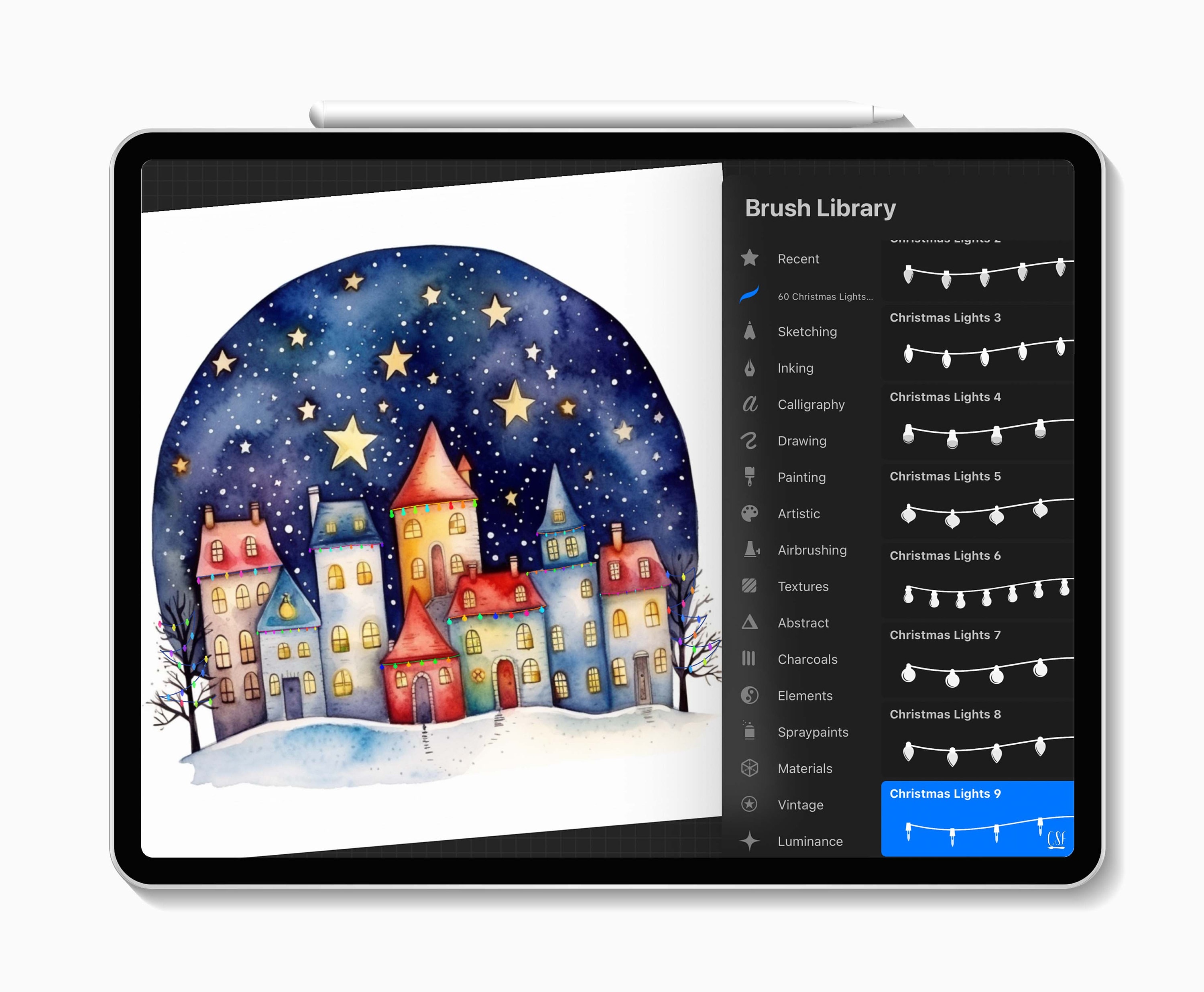 60 Christmas Lights Procreate Brushes,procreate Garland Brushes ...