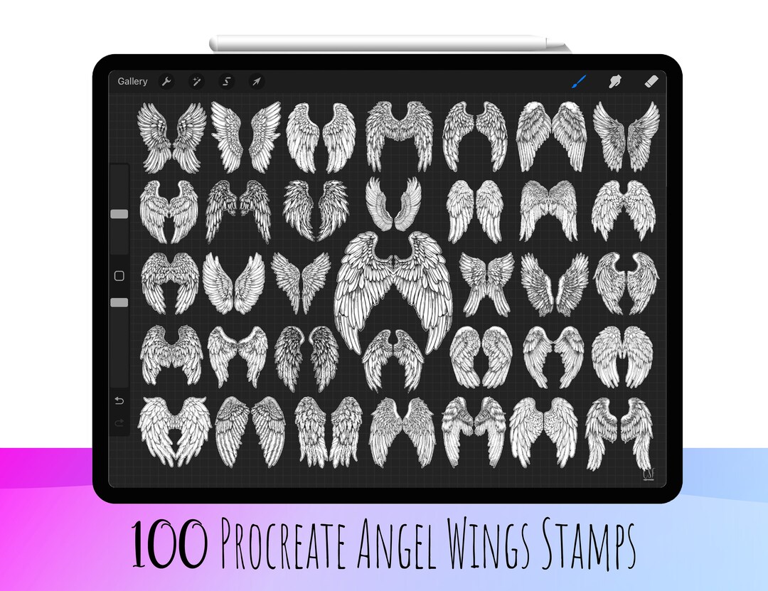 100 Procreate Angel Wings Stamp Brushes, Wings Stamp Set, Wings ...