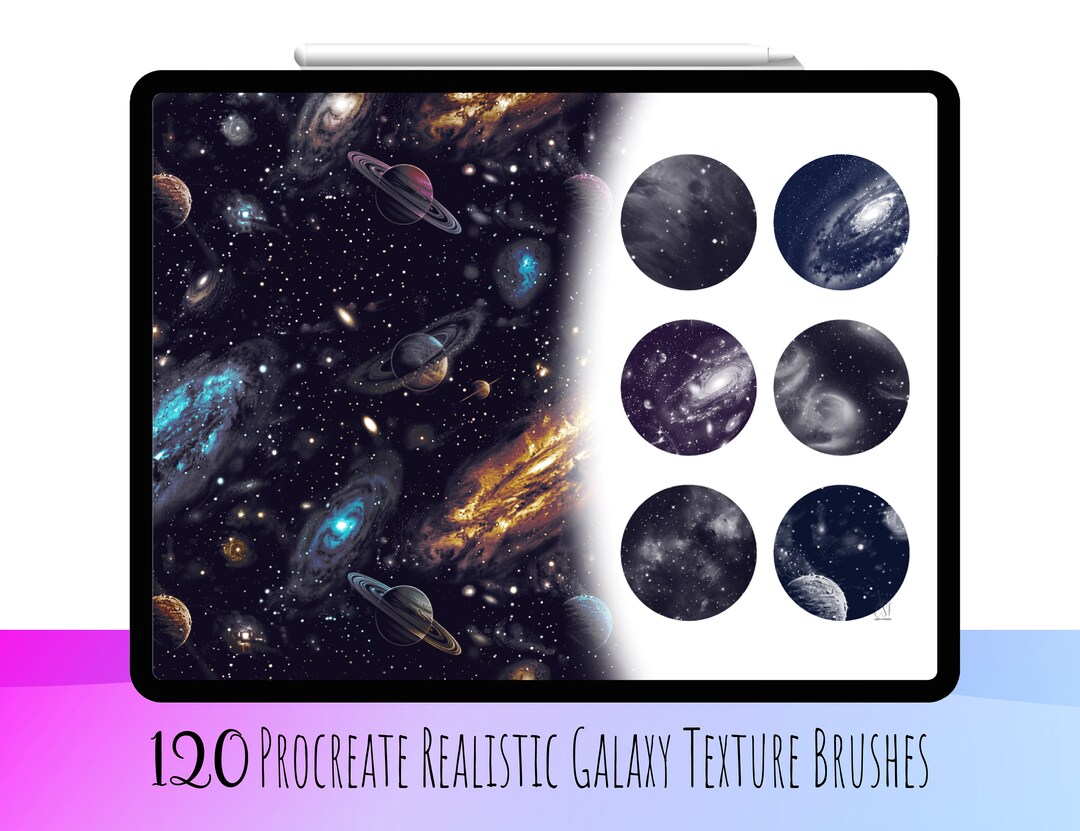 120 Realistic Galaxy Texture Procreate Brushes, Procreate Galaxy Brush ...