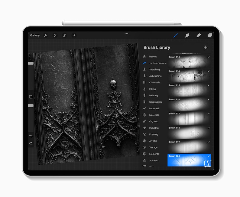 150 Procreate Gothic Texture Brushes, Dark Texture, Gothic Pattern ...