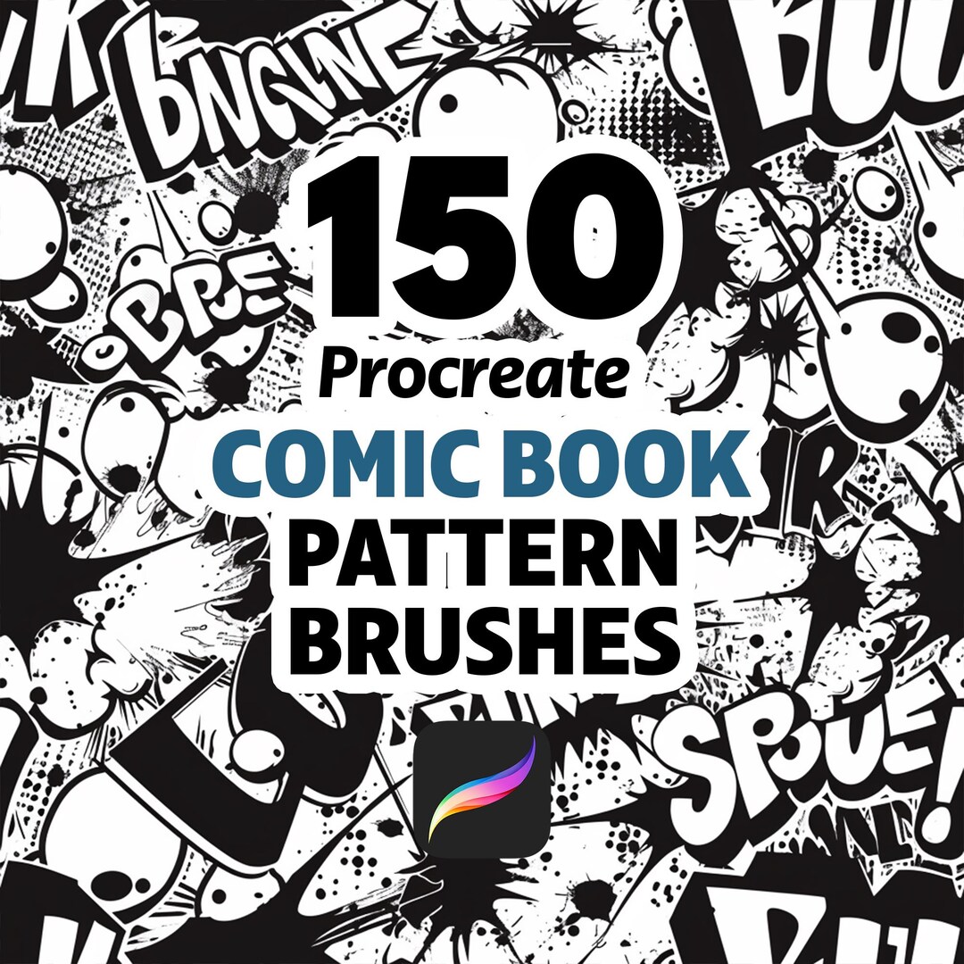 150 Procreate Comic Book Pattern Brushes – Retro Pop Art, Halftone ...