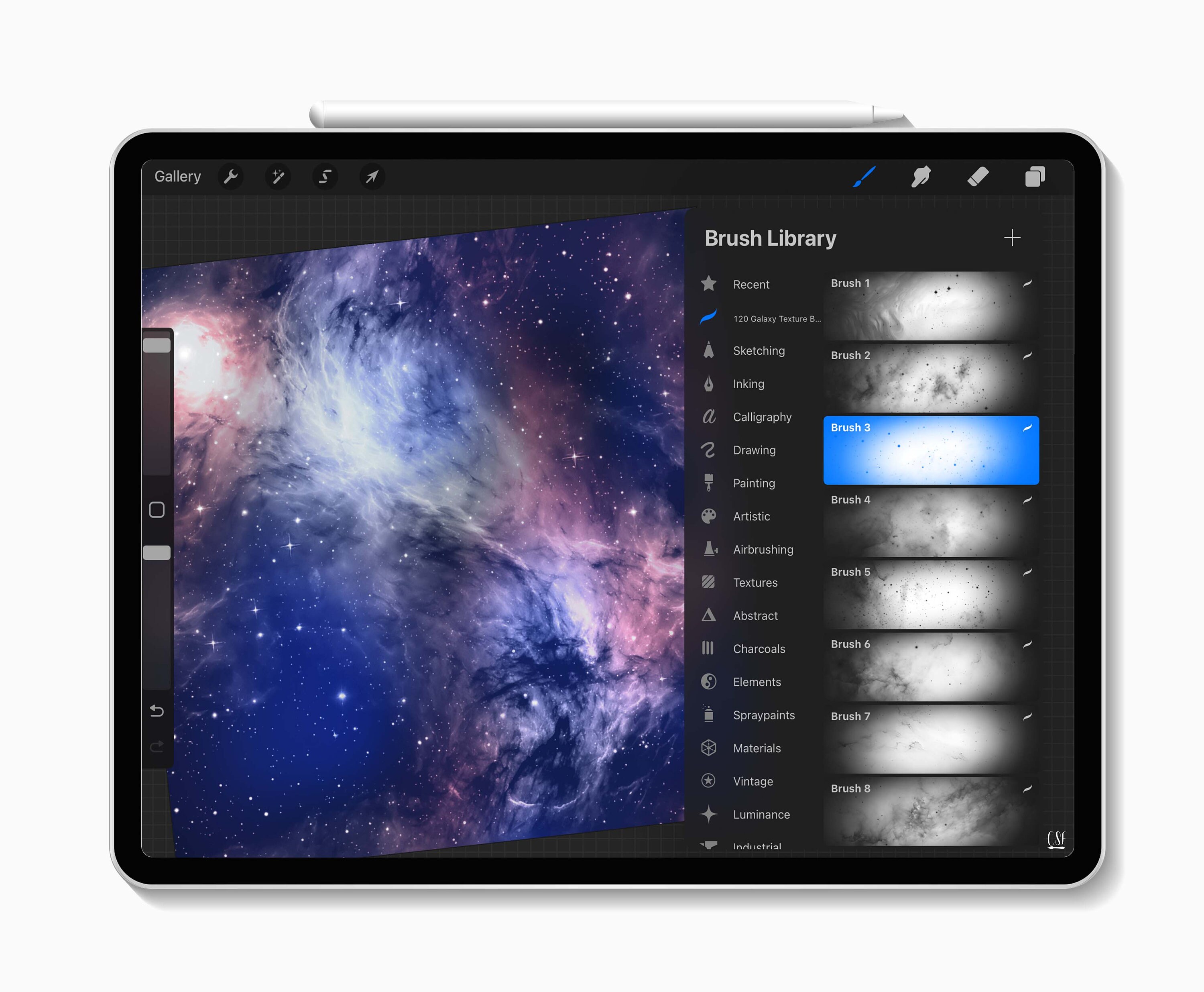 120 Realistic Galaxy Texture Procreate Brushes, Procreate Galaxy Brush ...
