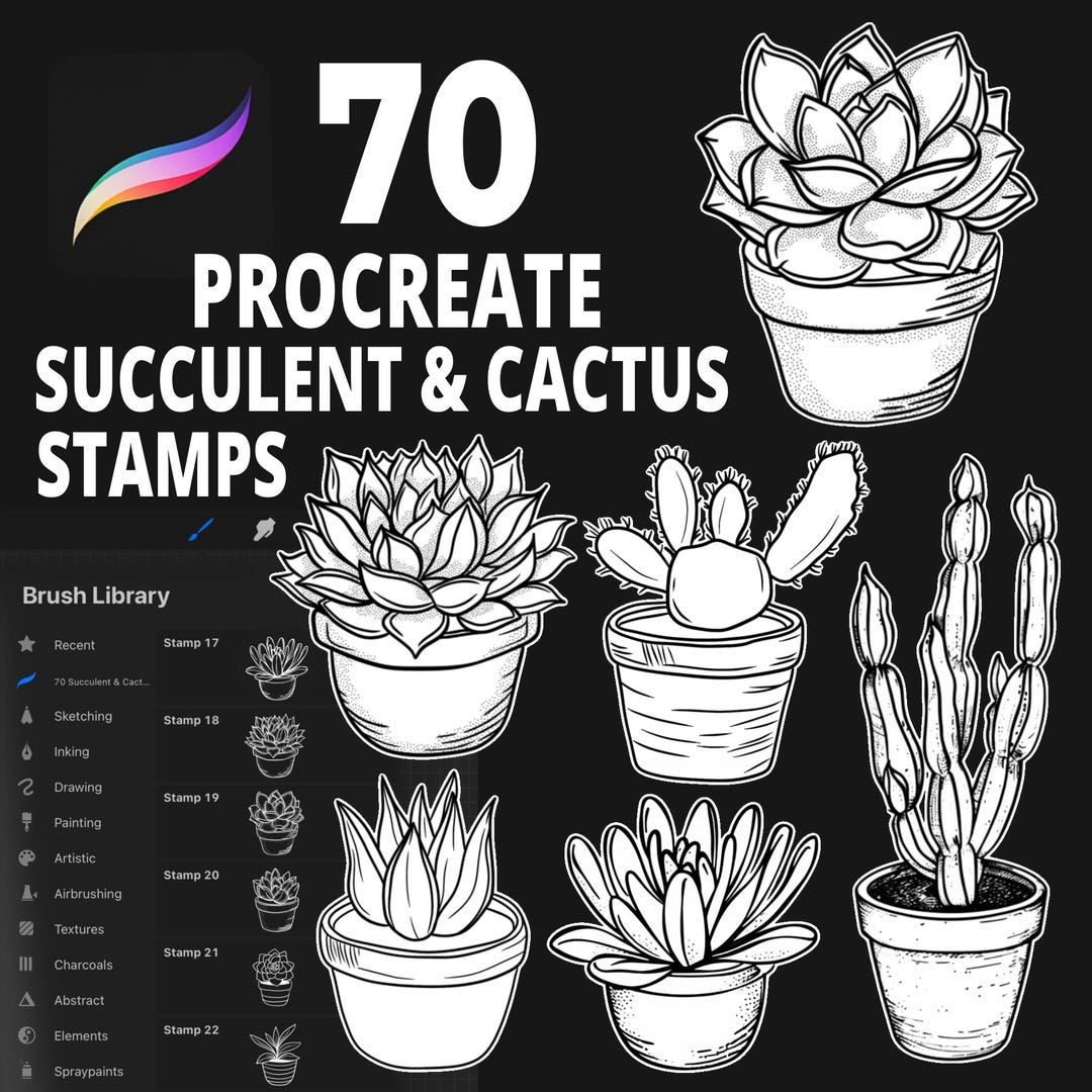 70 Procreate Succulent Stamp, Cactus Procreate, Procreate Plant Stamp ...