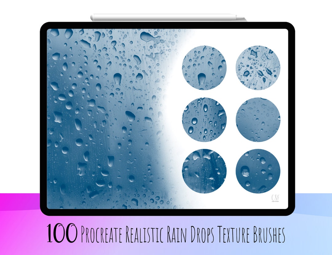 100 Realistic Rain Drops Procreate Brushes, Procreate Drizzle,procreate ...