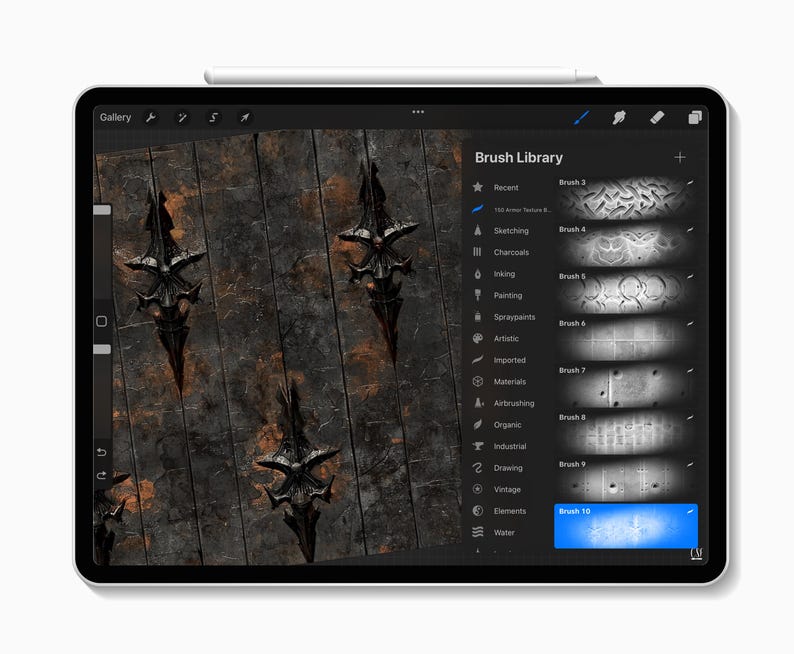 Procreate Armor Texture Brushes for Medieval and Sci-fi Art, 150 ...