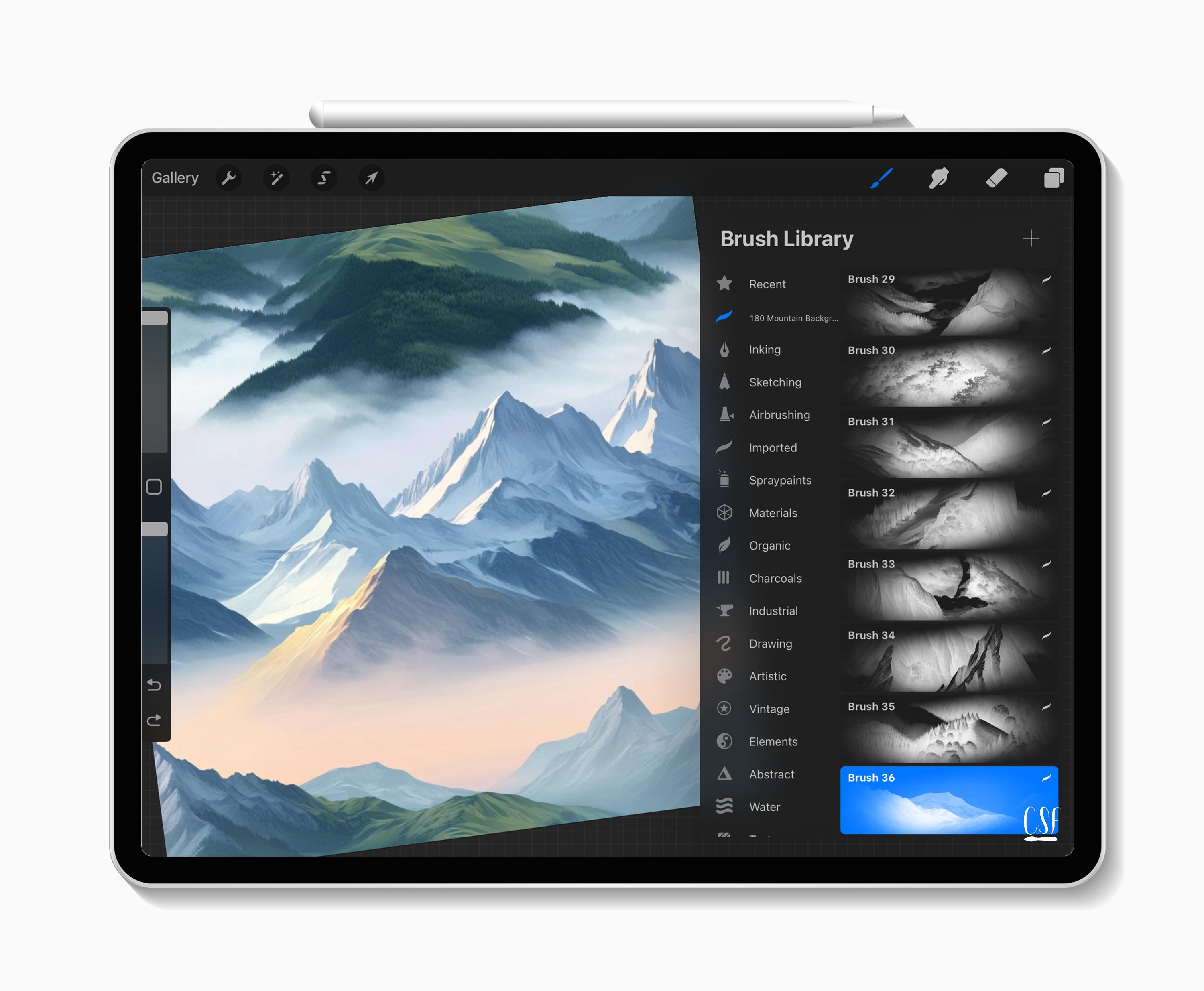 180 Procreate Mountain Texture Brushes, Mountain Landscape, Procreate ...