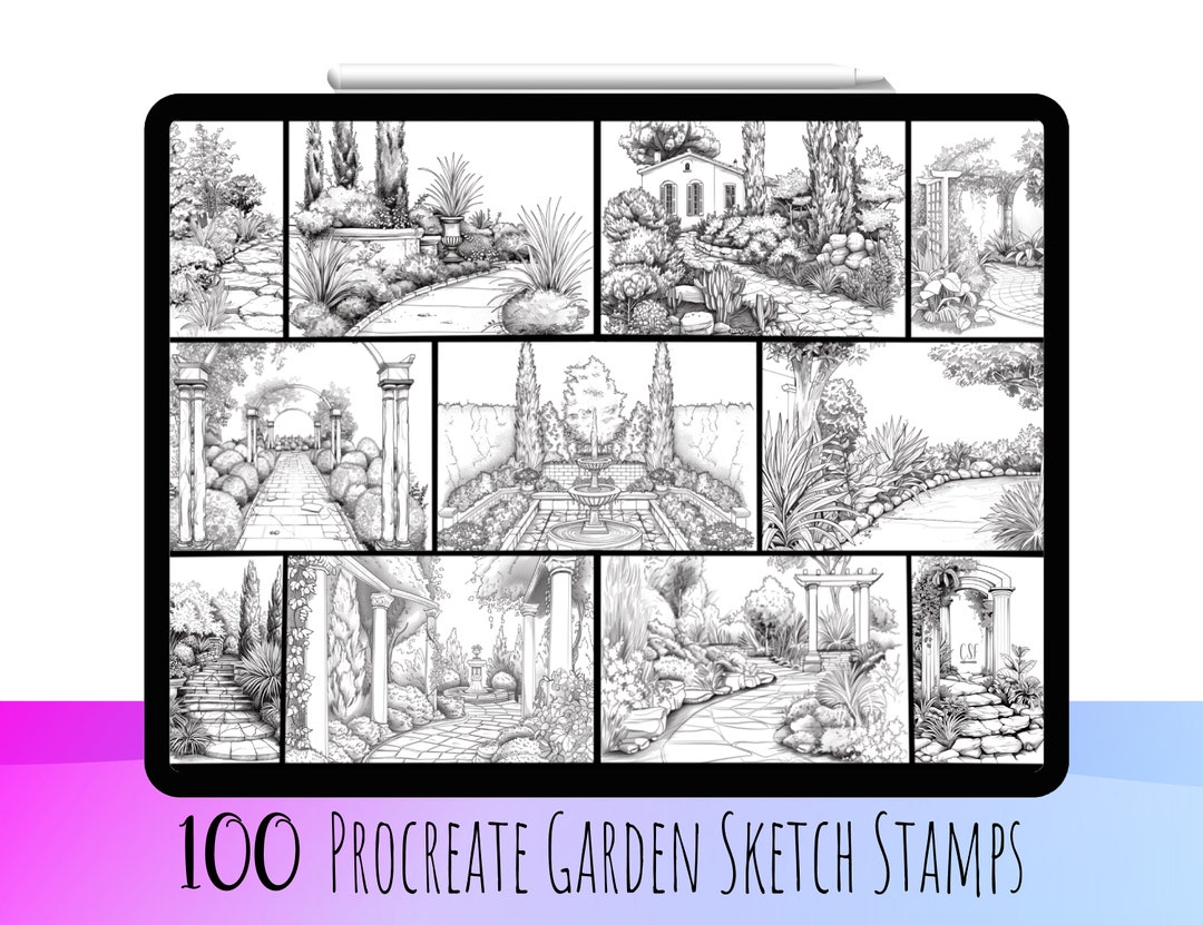 100 Procreate Garden Stamp Brushes, Garden Stamp Set, Procreate Nature ...